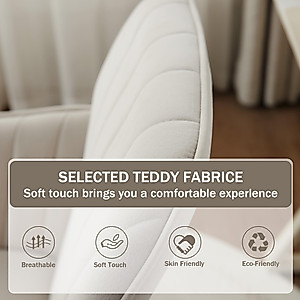 YITAI Velvet Office Desk Chair with Wheels and Gold Base,Modern Height Adjustable 360 Degree Swivel Upholstered Vanity Chairs with Arms for Living Room Bedroom, Study,Cream