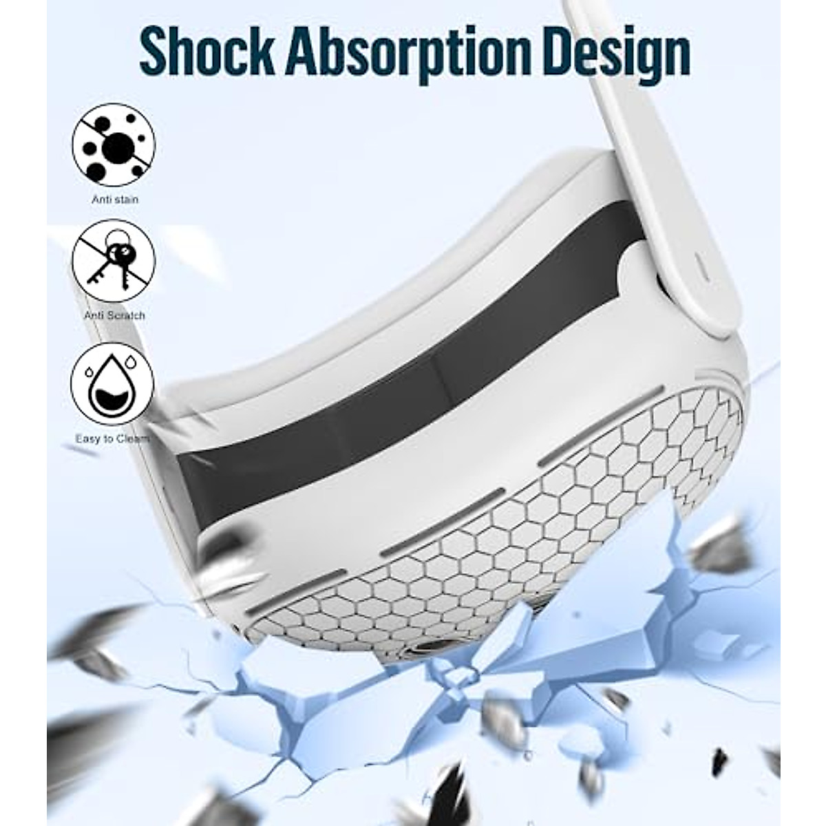 VR Shell Protective Protector Cover for Meta/Oculus Quest 3 Accessories, Silicone Front Headset Protector Cover Anti Scratch Anti Dust Anti Shock, Compatible with Quest 3 Accessories (White)