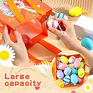 Mixweer 36 Pcs Easter Gift Bags with Handles 7.9 x 7.9 x 5.9 Inches Easter Egg Hunt Candy Bags Reusable Easter Party Treat Goodie Bags for Easter Party Favors, Easter Egg Hunt