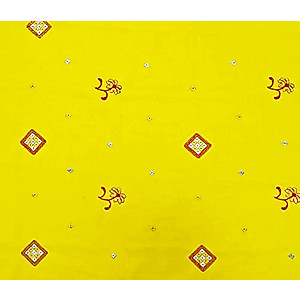 Peegli Indian Vintage Yellow Dress Material Georgette Recycled Fabric Embroidered DIY Craft Used Textile