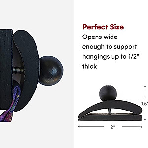 Classy Clamps Wooden Quilt Wall Hangers – 4 Large and 4 Small Clips (Black) and Screws for Wall Hangings - Tapestry Hangers/Quilt Hangers for Wall hangings - Quilt Clips/Wall Clips for Hanging