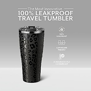 BrüMate Nav XL 32oz 100% Leak Proof Insulated Travel Tumbler with Magnetic BevLock™ Lid - Double Wall Cup-Holder Friendly Stainless Steel Mug (Onyx Leopard)