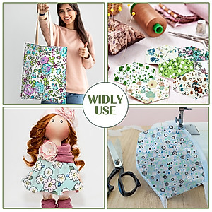 Kinlop 600 Pcs 5" x 5" Floral Cotton Fabric Patchwork Fat Quarters Bundles Precut Fabric Square Printed Cotton Fabric Quilting for Spring Holiday DIY Craft Sewing(Green)