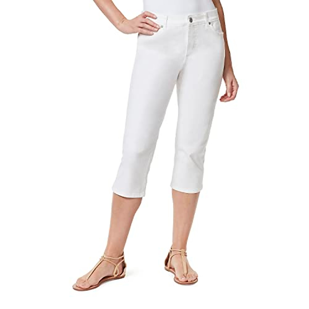 Bandolino Women's Mandie 5 Pocket High Rise Capri, White