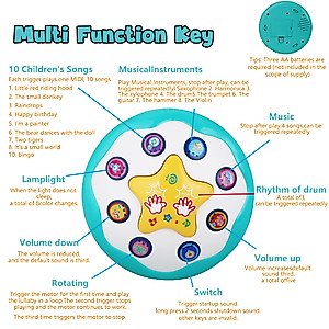 KGINAB Light Up Toys for Babies 6-12 Months, Musical Rotating Projector, Infant Early Education Developmental Learning Crawling for Baby Boy Girl 0-6 3-6 12-18 Months