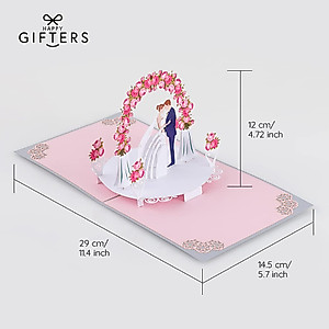 HAPPY GIFTERS Wedding 3D Pop Up Valentine Card – Pop Up Love Cards – Wedding Cards for Bride and Groom – Anniversary card 3D – Just Married Card - 3D Card Love with Envelope Included