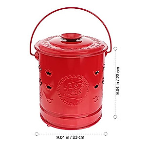 HEMOTON Metal Garden Incinerator Can, Stainless Steel Burn Barrel Incinerator Cage Barrel Fire Pit with Burning Tongs, Fire Bin Burning Leaves, Furnace Burning Bin for Yard Home Outdoor, Red
