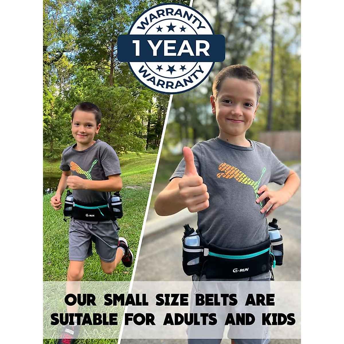 Hydration Running Belt with Bottles - Water Belts for Woman and Men - iPhone Belt for Any Phone Size - Fuel Marathon Waist Pouch for Runners - Jogging Cycling Biking Red