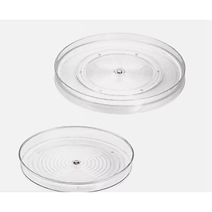 iDesign Linus Lazy Susan Turntable Organizer for Kitchen, Cupboard and Pantry Organization, Set of 2 – 9” D and 11” D, Clear Plastic