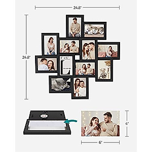 SONGMICS 4X6 Collage Picture Frames for Wall Decor, 12-Pack , Black Photo Collage Frame, Multi Picture Frame Set with Glass Front, Assembly Required