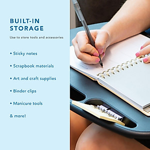 LapGear MyDesk Lap Desk with Device Ledge and Phone Holder - Black - Fits up to 15.6 Inch Laptops - Style No. 44448