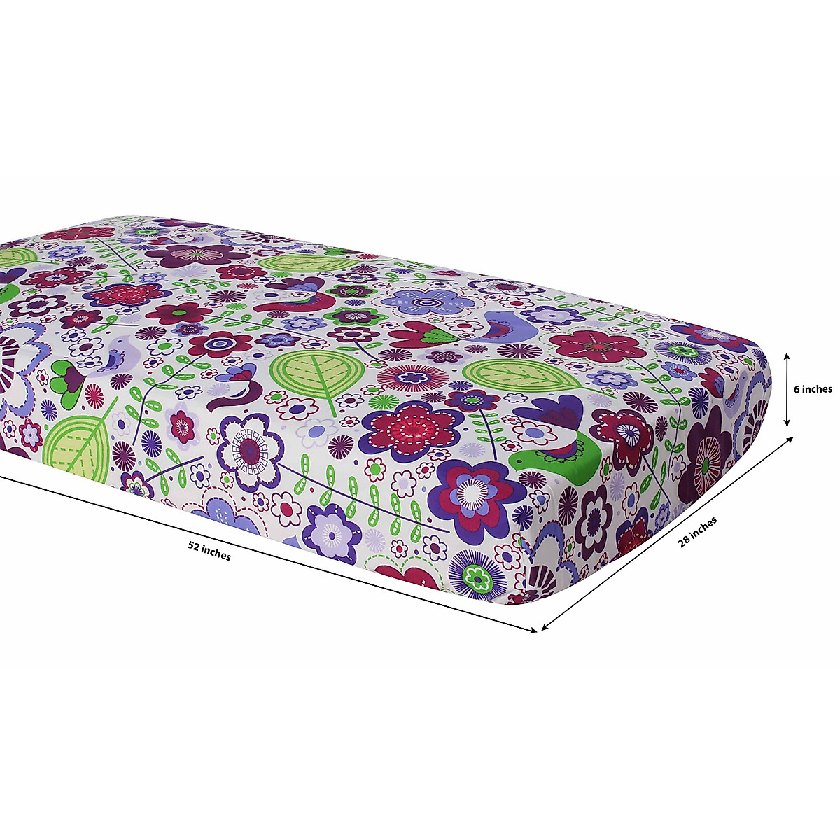 Bacati - 2 Pack Crib Fitted Sheets - Botanical Floral Birds Girls Soft Breathable 100% Cotton Percale Baby Sheets - Fits Standard 28 x 52 X 5 inches Crib & Toddler Mattresses (Purple)