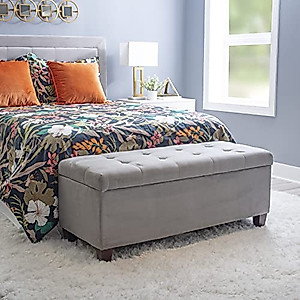 Linon Carmen Shoe Storage Ottoman, Grey, 20" x 48" x 20",