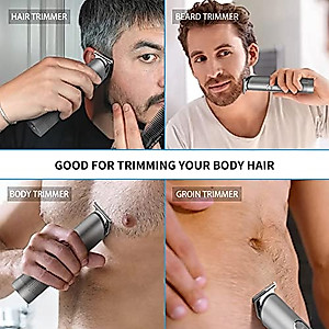 PRITECH Hair Trimmer for Men, Rechargeable Hair Clippers, Beard Trimmer, Home Haircut Kit, Cordless Barber Grooming Sets, Waterproof Body Trimmer, Groin Hair Trimmer, Nebula Gray