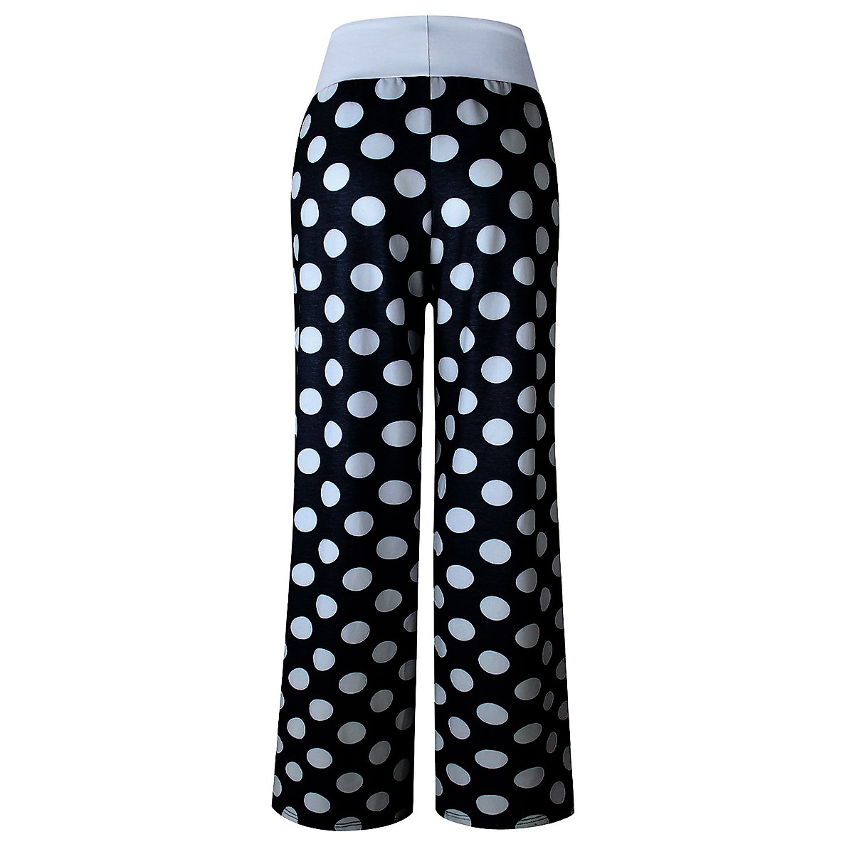 AMiERY Womens High Waisted Pants Soft Stretch Sleep Polka Dot Juniors Pants Pajamas Bottoms Wide Leg Pants Joggers Lounge Palazzo Pants Black S