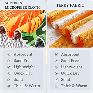 Exclusivo Mezcla Large Quick Dry Beach Towel, Super Absorbent Sand Free Microfiber Beach Towels for Kids Adults (Sunflower, 30"X60"), Compact Pool Camping Towel with Bag