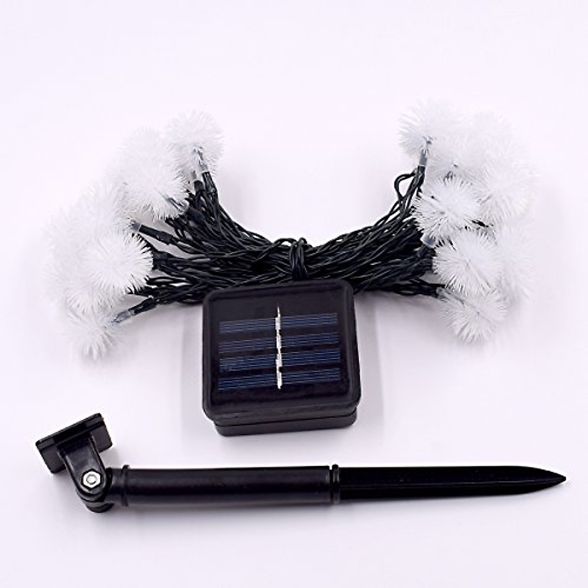 LEDMOMO LED Solar String Lights Fuzzy Ball Light Outdoor Waterproof Fairy Lights for Christmas Wedding Party Home Bedroom Garden Decoration 6.35M (Pure White)