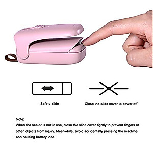 Mini Portable Handheld Heat Sealer, 2 in 1 Heat Sealer & Cutter Portable Bag Resealer Machine for Plastic Bags Storage Food Snack Cookies Fresh (Battery Included), Pink