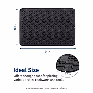 AMOAMI-Dish Drying Mats for Kitchen Counter Heat Resistant Mat Kitchen Gadgets Kitchen Accessories (16" x 24", BLACK)
