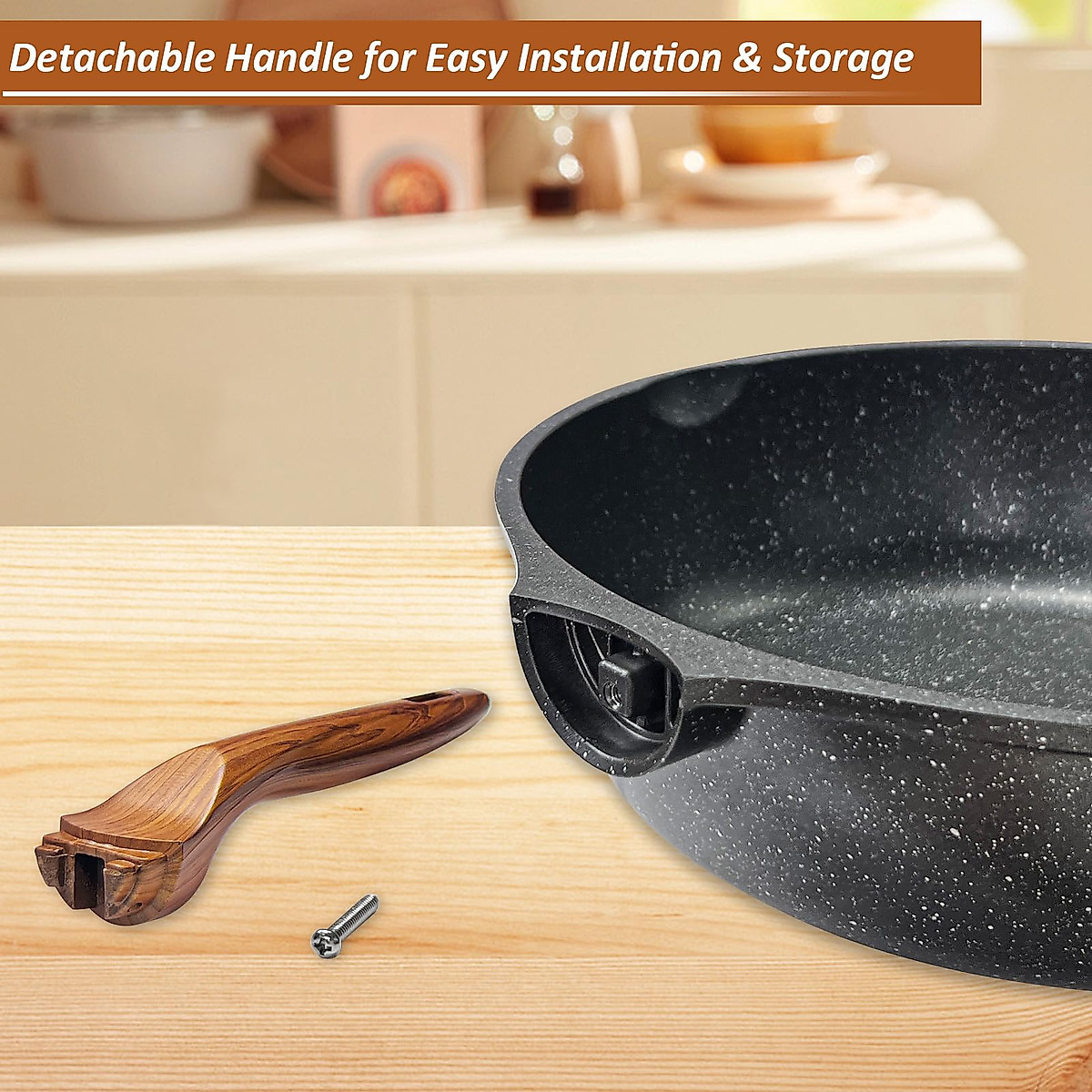 Frying Pan Nonstick Wok Pan, Aneder Woks and Stir Fry Pans 11 Inch Skillet for Electric,Induction and Gas Stoves