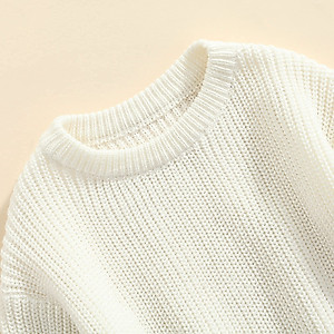 Infant Toddler Baby Girl Boy Knit Sweater Pullover Sweatshirt Warm Long Sleeve Shirt Tops Knitted Fall Winter Clothes (White, 2-3T)
