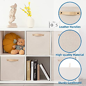 EvanColin Cube Storage Bins, Square Storage Cubes 13x13, Fabric Storage Cubes, 8 Pack Collapsible Storage Cube Bins for Shelves, Fabric Storage Bins for Home, Bedroom(Beige)