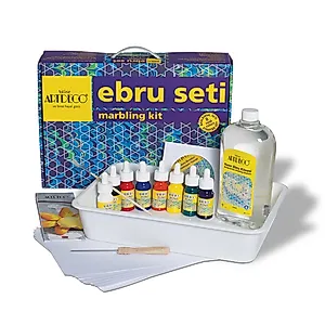 Marbling Paint Kit for Kids - Arts and Crafts for Kids Ages 8-12 - Gift Ideas for Kits - Set Includes 8 Different Color, Marble Brush and More - Best Painting Activity for Girls and Boys