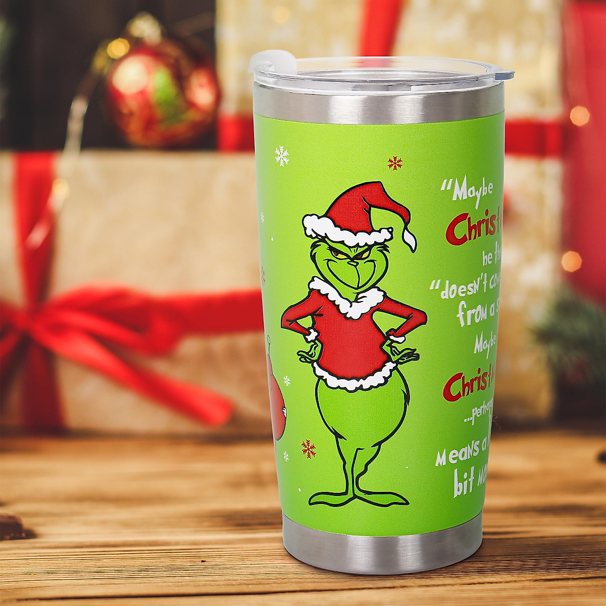 Fanunny 20oz Christmas Tumbler with Lid, Stainless Steel Vacuum Double Wall Insulated Travel Tumblers Coffee Mug(Tumbler 1)