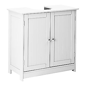 Bonnlo Pedestal Under Sink Storage Vanity with 2 Doors Traditional Bathroom Cabinet Space Saver Organizer 23 5/8" x 11 7/16" x 23 5/8" (L x W x H) White (Pedestal Sink)