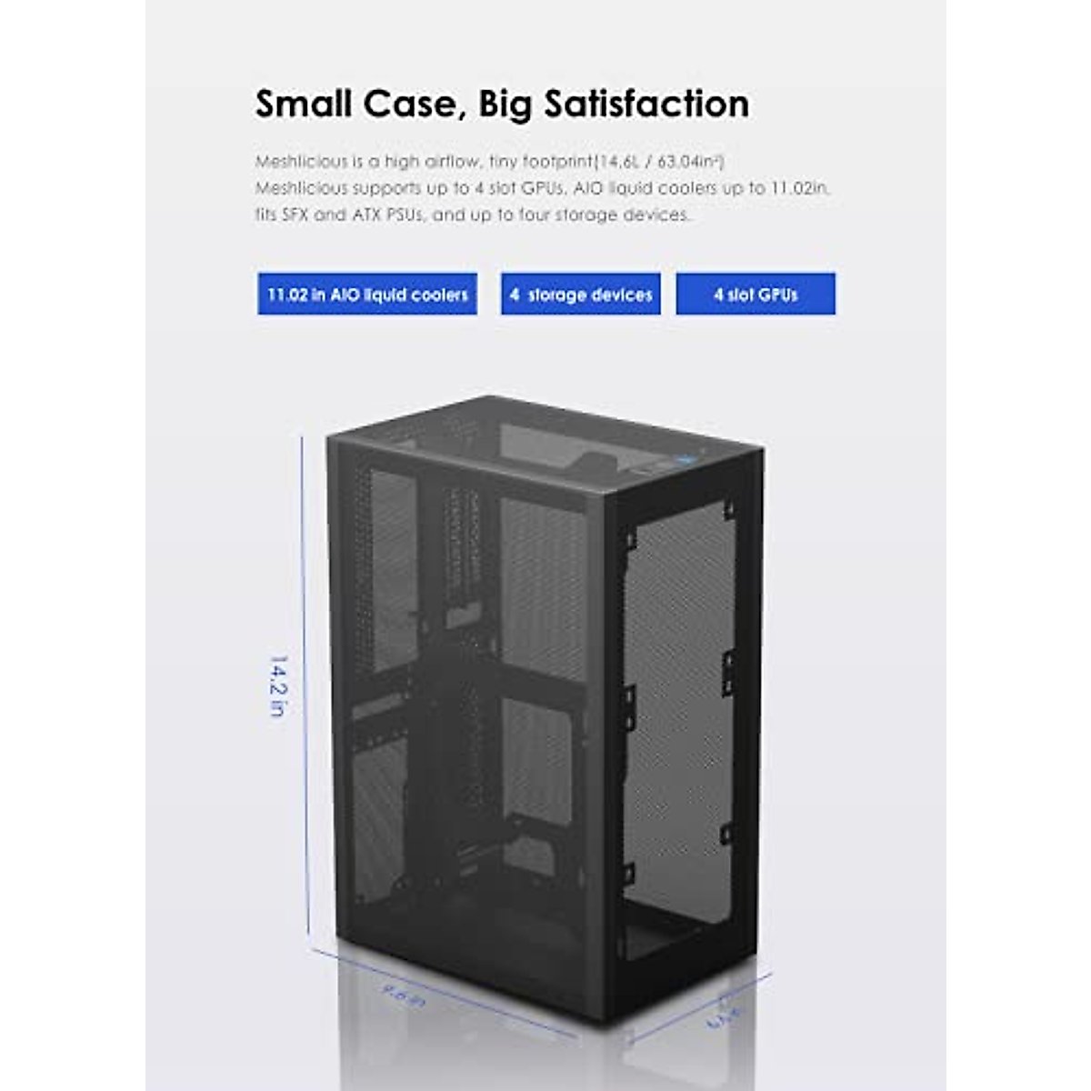 SSUPD Meshlicious Mini-ITX Small Form Factor (SFF) Case - One Tempered Glass Side Panel & One Mesh Side Panel with PCIe 3.0 Riser Cable -Tool-Free and Easy Accessibility (White)