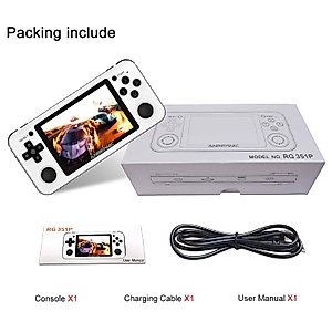 DREAMHAX RG351P Handheld Game Console with 64G TF Card 2500 Classic Games 3.5 Inch IPS Screen 3500mAh Battery, Video Games Player with Open Source System RK3326 Chip Quad-core 1.5GHz (Black)