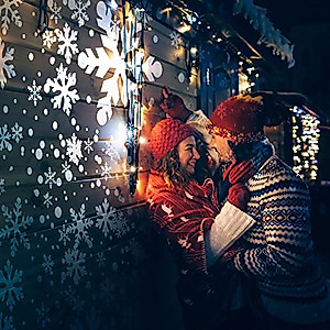 Christmas Snowflake Projector Lights Outdoor, Lasama Highlight Led Snowfall Projection, Waterproof Landscape Christmas Decorations Lighting for Xmas Home Party Wedding Garden Patio