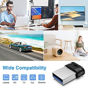 RAOYI USB Stick 128GB USB 3.0 Flash Drive with Lanyard,128G Mini Fit Memory Stick Ultra Slim Thumb Drive Zip Drive for PC Desktop-Black