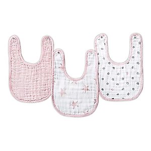 aden + anais Essentials 100% Cotton Muslin Burpy Bib – Super Absorbent, Soft 3-Layer Baby Bib for Boys & Girls with Snap-Closure for Teething, Eating, Drooling, 3-Pack, Doll