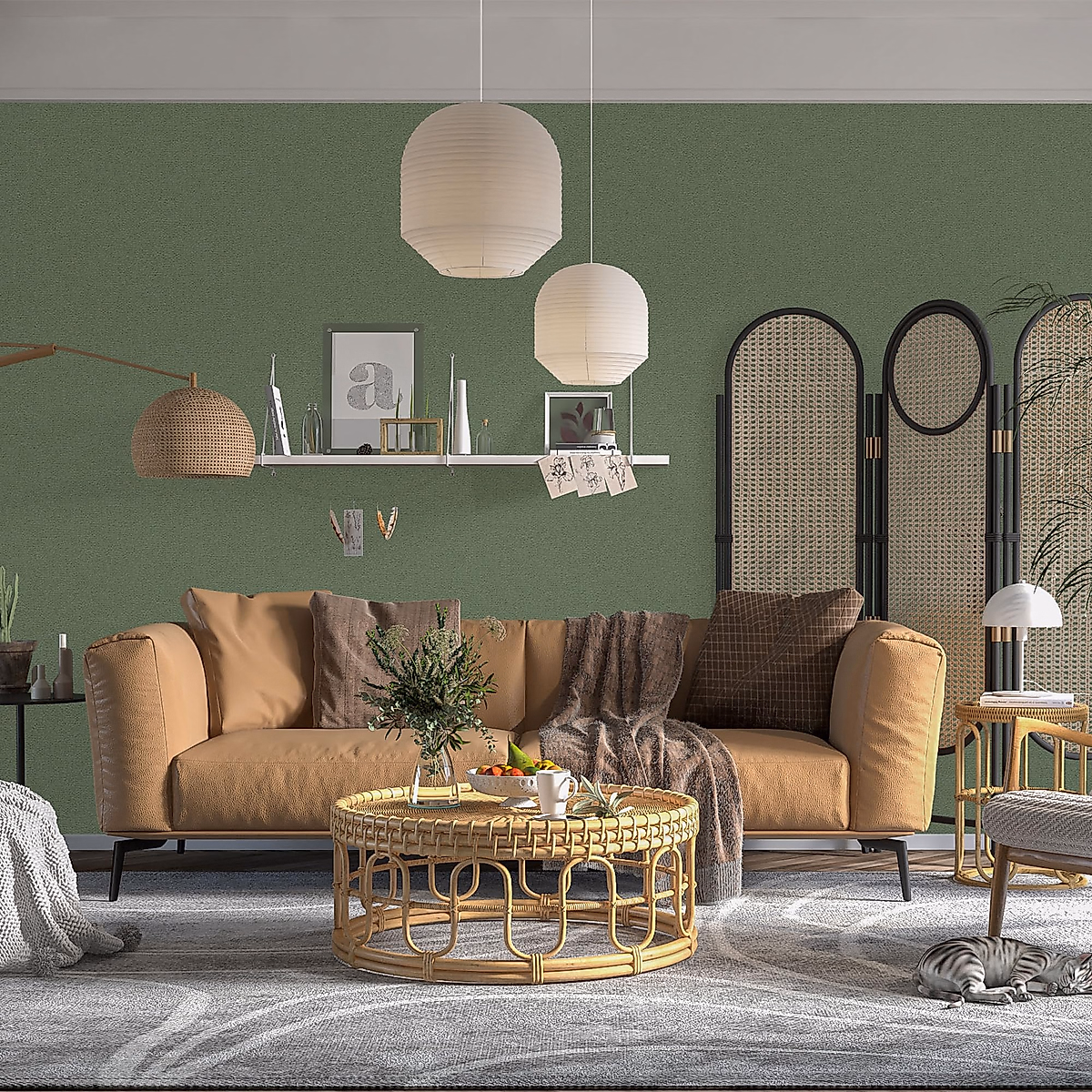 Green Peel and Stick Wallpaper 118.1''x17.7'' Green Contact Paper for Cabinets and Drawers with Tools, Removable Self Adhesive Thicken Wall Paper for Home Wall Decoration and Covering Old Furniture