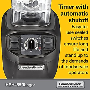 Hamilton Beach Commercial Tango Blender, 48 oz BPA Free Container, Adjustable Timer, 2.4 HP (HBH455)
