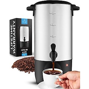Zulay Commercial Coffee Maker Stainless Steel - 40 Cup Coffee Urn With Twist-Lock Lid & Cool-Touch Handles - Quick-Brewing Coffee Maker With Keep-Warm Mode For Events & Catering