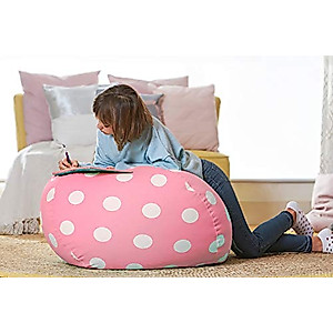 Aubliss Stuffed Animal Bean Bag Storage Chair (Light Pink Dot, Medium (32''))
