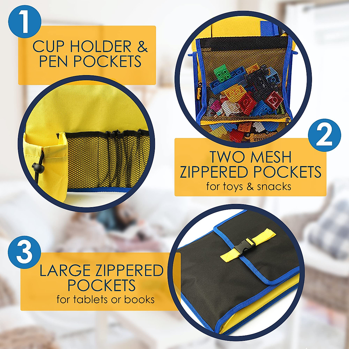 LoveAmoo Kids Travel Tray, Organizer, Toddler Car Seat, Lap Tray, Snacks Table & Dry Erase Board in Car for Child Road Trip Travels (Boys and Girls)