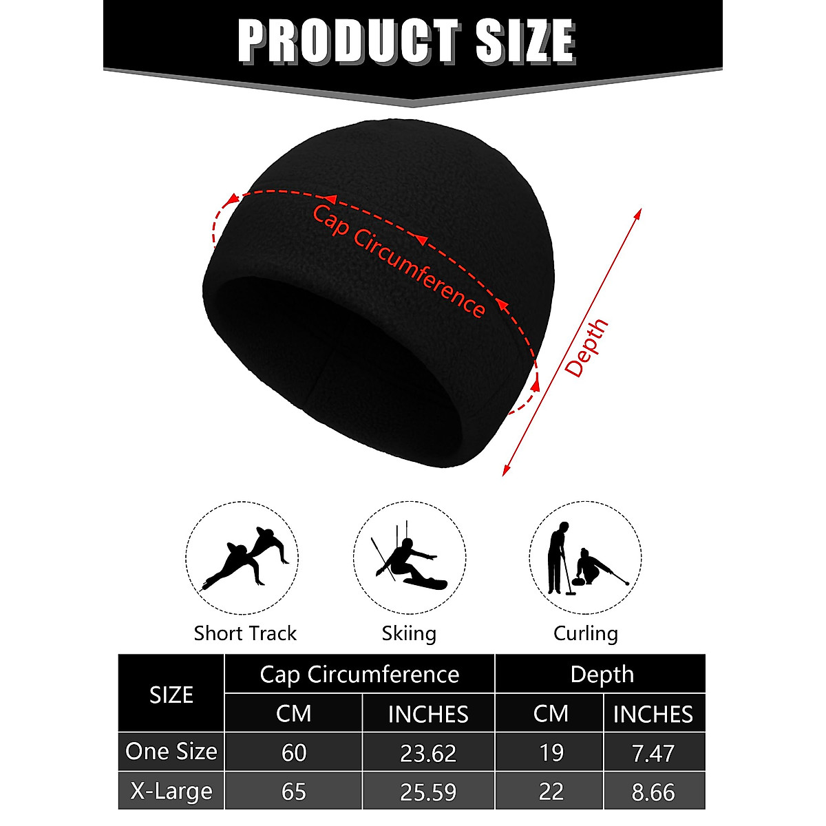 3 Pieces Winter Warm Skull Cap Soft Polar Fleece Beanie Hat Thick Windproof Watch Cap Skiing Outdoor Cap for Men Women (Royal Blue, Black, Gray, Plus Size)