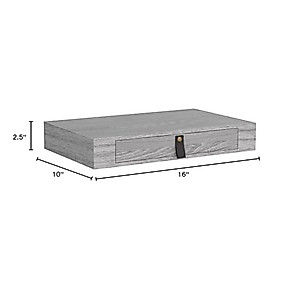 Floating Shelf with Drawer, Floating Nightstand for Bedroom - 16” Wall Shelf, White Floating Shelf with Storage, Floating Shelf for Office Bathroom Kitchen Floating Bedside Table (Marl Gray)