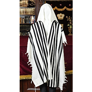 TALITANIA Traditional pure wool Tallit prayer shawl tallis gadol (Size 80 (XL) 88 X 68 inches, Black Stripes)