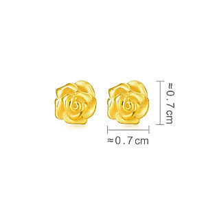 CHOW SANG SANG 999.9 24K Solid Gold Roses Stud Earrings for Women 68730E