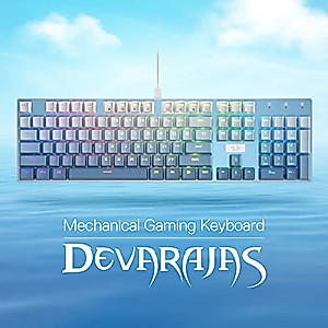 Redragon K556 SE RGB LED Backlit Wired Mechanical Gaming Keyboard, Aluminum Base, 104 Keys Upgraded Socket, 3.5mm Sound Absorbing Foams, Hot-Swap Linear Quiet Red Switch, Gradient Blue