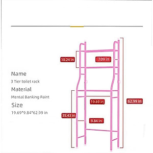 3-Shelf Bathroom Organizer Over The Toilet, Bathroom Spacesaver (Pink)