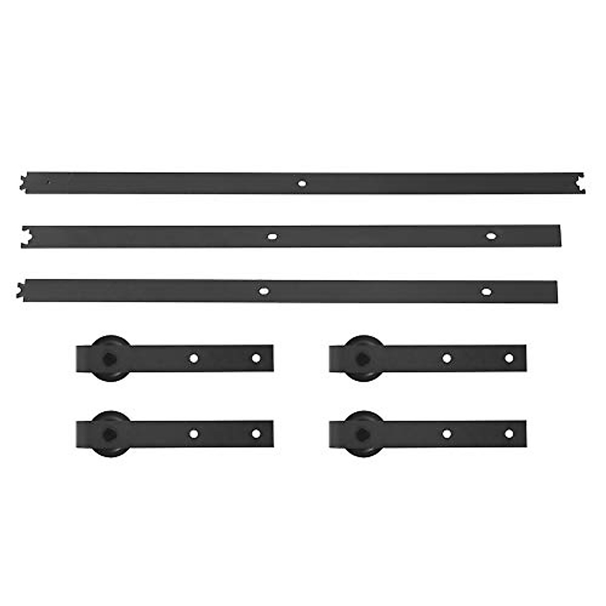 Moselota 8FT Double Door Splicing Regular Carbon Steel Barn Door Hanging Rail for Sliding Closet, Cabinet, and Barns Both Exterior and Interior