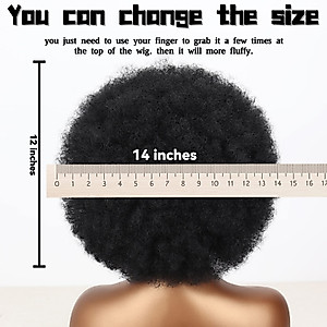 Xinran Short 70s Afro Wigs for Black Women, Large Synthetic Black Short Afro Wig 70's, 8 Inches 60s Afro Wig for Women Bouncy and Soft Natural Looking(Black)