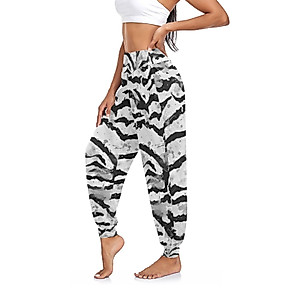Yasala Harem Pants for Women Tiger Stripes Smocked Waistband Yoga Pants Hippie Palazzo Pants Athletic Workout Pants