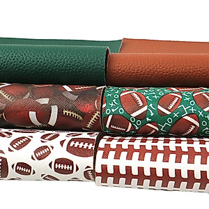 David Angie Football Soccer Ball Printed Faux Leather Sheet PU Textured Grain Leather Sheet Assorted 6 PCS 7.9" x 13.4" (20 cm x 34 cm) for Hair Accessories DIY Crafts Making (Ball)