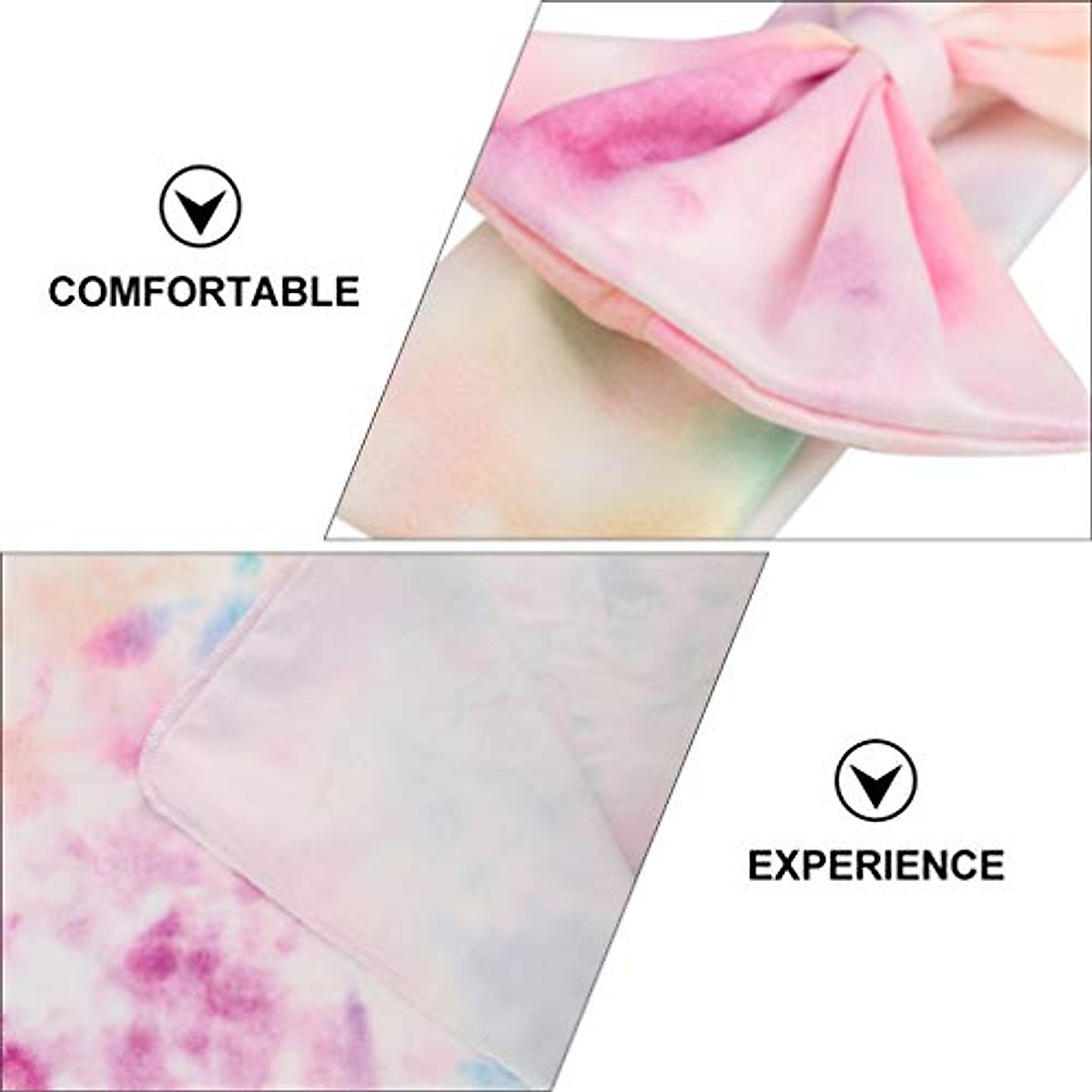 TOYANDONA Infant Swaddle Wrap Tie Dye Receiving Blanket with Bow Headbands Baby Wrap Blanket Stretchy Swaddle Sack Photo Booth Prop for Newborn Infant Baby Unisex